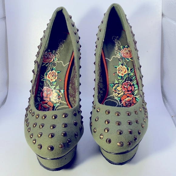 Ed Hardy | Shoes | Ed Hardy Nwot Studed High Heels Size 5m In Excellent ...
